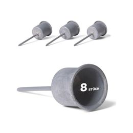 Novaliv 8X Stabkerzenhalter grau I Kerzenpick 7,1 x &Oslash; 2,8 cm Kerzenstecker f&uuml;r in Grau | Gr.: onesize