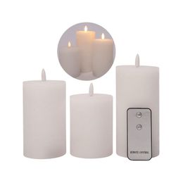 Novaliv 3er Set Led Kerzen 7,5cm &oslash; Kerze flackernde Flamme mit Fernbedingung W in Wei&szlig; | Gr.: onesize