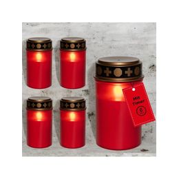 Novaliv Grablicht LED ohne Batterie und Timer 6/18 5 St&uuml;ck rot Dauerbr in Rot | Gr.: onesize
