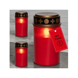 Novaliv LED Grablichter ohne Batterie und Timer 6/18 rot 3x Kerzen Fri in Rot | Gr.: onesize