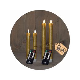 Novaliv Sparset Stabkerzen LED mit Timer Klein+Gro&szlig; GOLD 4 St&uuml;ck GOLD indoor - in Gold | Gr.: onesize
