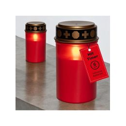 Novaliv 2 St&uuml;ck Grablichter LED mit Batterie und Timer 6/18 Grablichte in Rot | Gr.: onesize