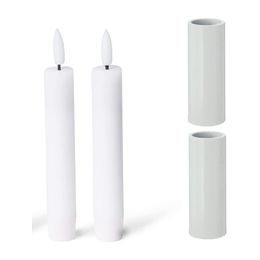 Novaliv 2er-Set Stabkerzenhalter Kerzenst&auml;nder magnetisch Weiss 2,8x5c in Wei&szlig; | Gr.: onesize