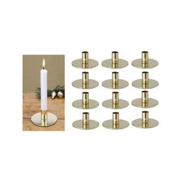 Novaliv 12x Stabkerzenhalter Adventskranz Gold 10x5cm Tafelkerzenhalter modern in Gold | Gr.: onesize