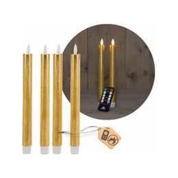 Novaliv Stabkerzen LED mit Timer GOLD 4 St&uuml;ck indoor 6 Stunden - ECHTW in Gold | Gr.: onesize