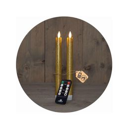 Novaliv Stabkerzen LED mit Timer GOLD 2er indoor mit Timer Funktion 6 Stunden in Gold | Gr.: onesize