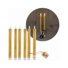 Novaliv Stabkerzen LED mit Timer GOLD 6 St&uuml;ck Indoor 6 Stunden ECHTWACHS 18cm in Gold | Gr.: onesize