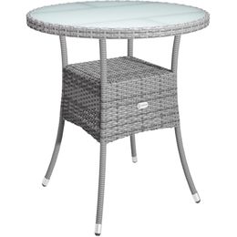 Casaria Polyrattan-Tisch Grau rund &Oslash;60cm