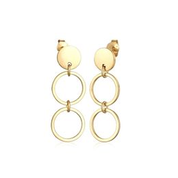 Elli Ohrringe 925 Sterling Silber Geo, Kreis, Pl&auml;ttchen in Gold | Gr.: onesize