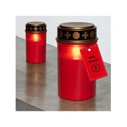 Novaliv 2 St&uuml;ck Grablichter LED ohne Batterie und Timer 6/18 Grablicht in Rot | Gr.: onesize