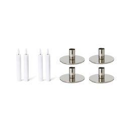 Novaliv 4er-Set Stabkerzenhalter Silber Weihnachtsdekoration Candle Holder 10x in Silber | Gr.: onesize