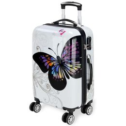 Deuba Hartschalenkoffer Rollen 360o Reisekoffer Butterfly Polycarbonat 42L