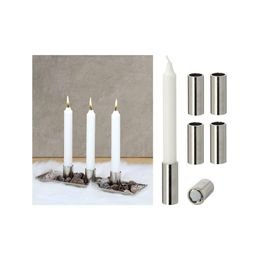 Novaliv 2er-Set Stabkerzenhalter Silber 2,5x5cm Weihnachtsdekoration Candle Ho in Silber | Gr.: onesize