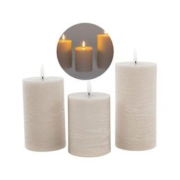 Novaliv 3er Set Led Kerzen 7,5cm &oslash; Kerze flackernde Flamme mit Fernbedingung G in Taupe | Gr.: onesize