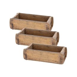 Novaliv 3x Holzkiste Vintage 30 x 15 x 10 cm Alte Ziegelform Holz EIN in Braun | Gr.: onesize