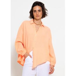 SASSYCLASSY Ultra Oversize Musselin-Blusenhemd k&uuml;rzere Variante in Peach | Gr.: onesize