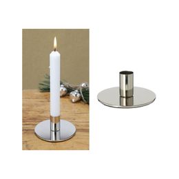 Novaliv Stabkerzenhalter Metall Silber 10x5cm Home Deko Vintage weihnachtliche in Silber | Gr.: onesize
