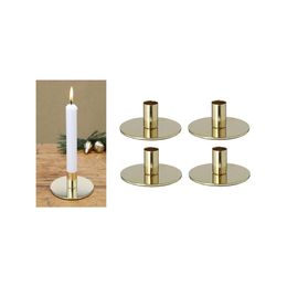Novaliv 4er-Set Stabkerzenhalter Metall Gold 10x5cm Home Deko weihnachtliche T in Gold | Gr.: onesize