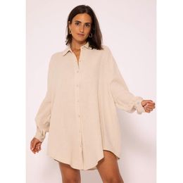 SASSYCLASSY Oversize Musselin Bluse in Beige | Gr.: onesize