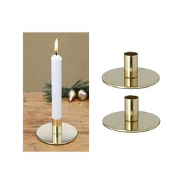 Novaliv 2er-Set Kerzenhalter Metall rund Gold 10x5cm weihnachtliche Tischdekor in Gold | Gr.: onesize