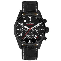 Jacques Lemans Herrenuhr Chronograph Sport Schwarz | Gr.: onesize
