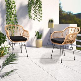 Casaria Polyrattan Korbsessel Bali 2er-Set Natur