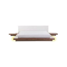 Beliani Doppelbett mit LED ZEN in Braun/Wei&szlig; - (W) 328 x (H) 86 x (L) 229 cm | Gr.: onesize