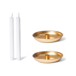 Novaliv 2X Kerzenst&auml;nder 18cm Gold Weihnachten Candler Holder mit Premium Stab in Gold | Gr.: onesize