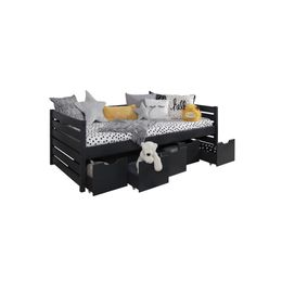 Ticaa Sofabett Naomi inkl. 5x Schubk&auml;sten, 90x200 in Grau | Gr.: onesize