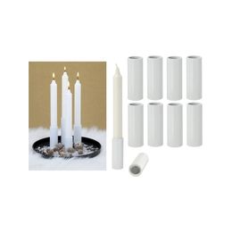 Novaliv 8X Kerzenhalter f&uuml;r Stabkerzen Candle Holder magentisch Weiss 2,8x7,5c in Wei&szlig; | Gr.: onesize