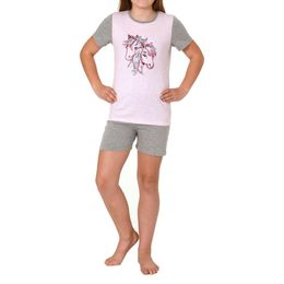 Normann Shorty Pyjama kurzarm Pferde - 74799 in rosa | Gr.: 152