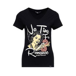 Queen Kerosin Print T-Shirt No Time For Romance in schwarz | Gr.: XS