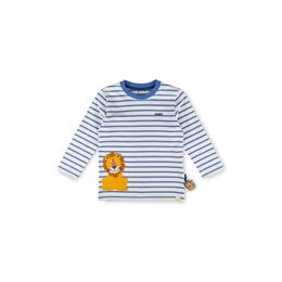 Sigikid Langarmshirt Tiger & L&ouml;we in Wei&szlig;-Blau gestreift | Gr.: 116