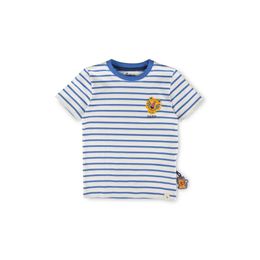 Sigikid T-Shirt Tiger & L&ouml;we in Wei&szlig;-Blau gestreift | Gr.: 128