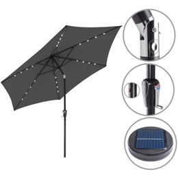 Kingsleeve LED Solar Sonnenschirm Miami Anthrazit Alu &Oslash;270cm UV-Schutz 80+