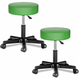 Casaria Rollhocker Kunstleder 2er-Set Gr&uuml;n 360&deg; drehbar