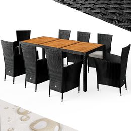 Casaria Polyrattan Garten-Sitzgruppe Verona 9-tlg Schwarz
