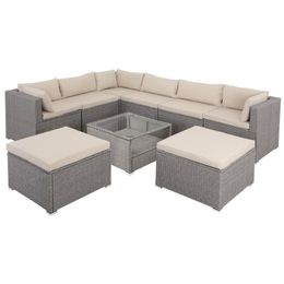 Casaria Polyrattan Ecklounge XXL Creme/Beige inkl Kissen