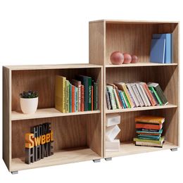 Casaria B&uuml;cherregal Vela 2er-Set Eiche 2+3 F&auml;cher