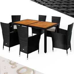 Casaria Polyrattan Sitzgarnitur Korfu 7-tlg Schwarz/Creme