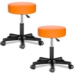 Casaria Rollhocker Kunstleder 2er-Set Orange 360&deg; drehbar