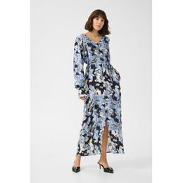 Kaffe Kleid KAjodie Loose fit in Black/Blue Graphic Strokes | Gr.: 38