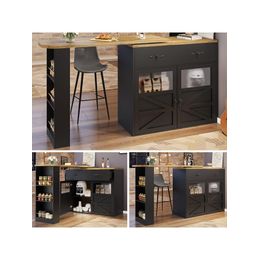 ABRIHOME Ausziehbarer Sideboard in Schwarz 138-204x39x104 cm drehbar | Gr.: onesize