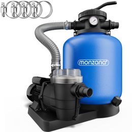 Monzana Sandfilteranlage Pool 9960 L/h mit Vorfilter 7-Wege Ventil XXL Tank