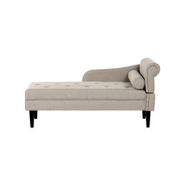 Beliani Chaiselongue YVOIRE in Beige/Schwarz - (W) 68 x (H) 72 x (L) 151 cm | Gr.: onesize