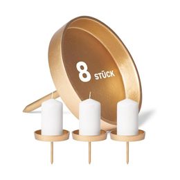 Novaliv 8X Kerzent&uuml;lle ohne Dorn 8,5cm Gold Aluminium Kerzenteller zur Dekorat in Gold | Gr.: onesize