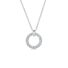 Elli Halskette 925 Sterling Silber Kreis in Wei&szlig; | Gr.: 50-cm