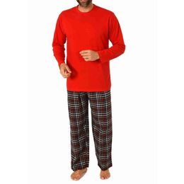 Normann Schlafanzug Pyjama langarm Flanell Hose Oberteil - 70826 in rot | Gr.: 50
