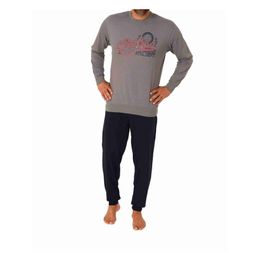Normann Pyjama Schlafanzug langarm B&uuml;ndchen - 70545 in grau | Gr.: 58