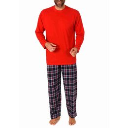 Normann langarm Schlafanzug Pyjama karierte Flanell Hose - 70845 in rot | Gr.: 52
